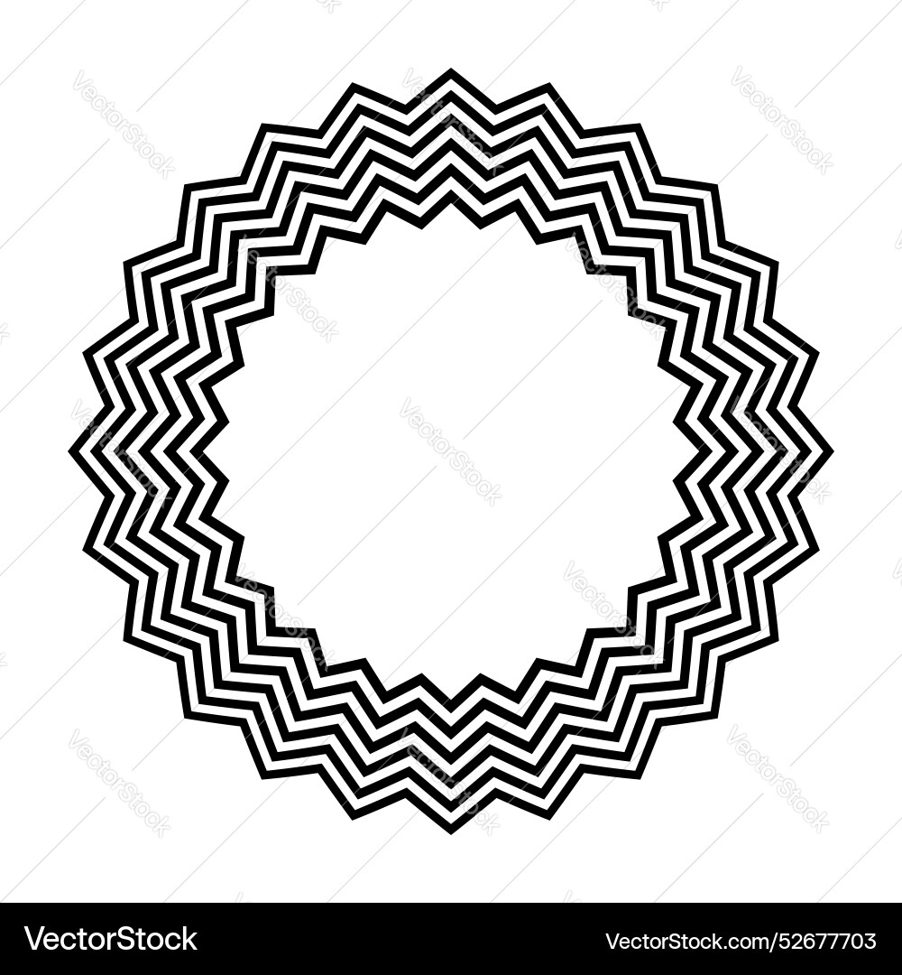 Zig zag lines circle frame Royalty Free Vector Image