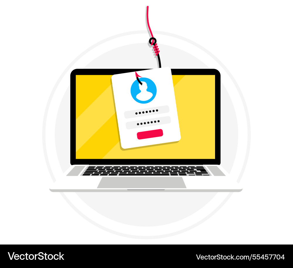 Account theft laptop with login Royalty Free Vector Image
