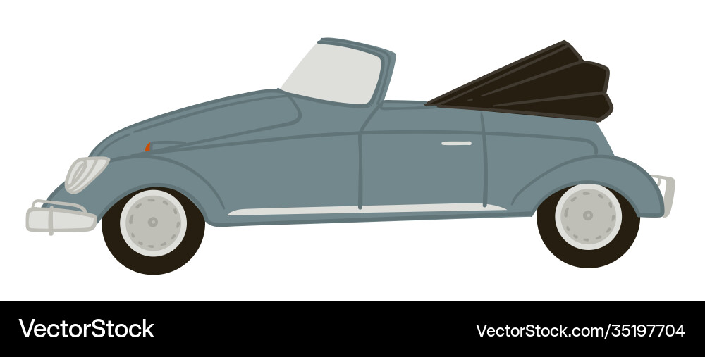 Automobile car with textile roof old fashioned Vector Image