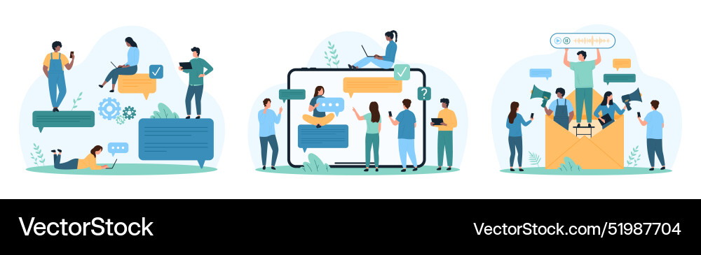 Chat communication via text and voice messages set
