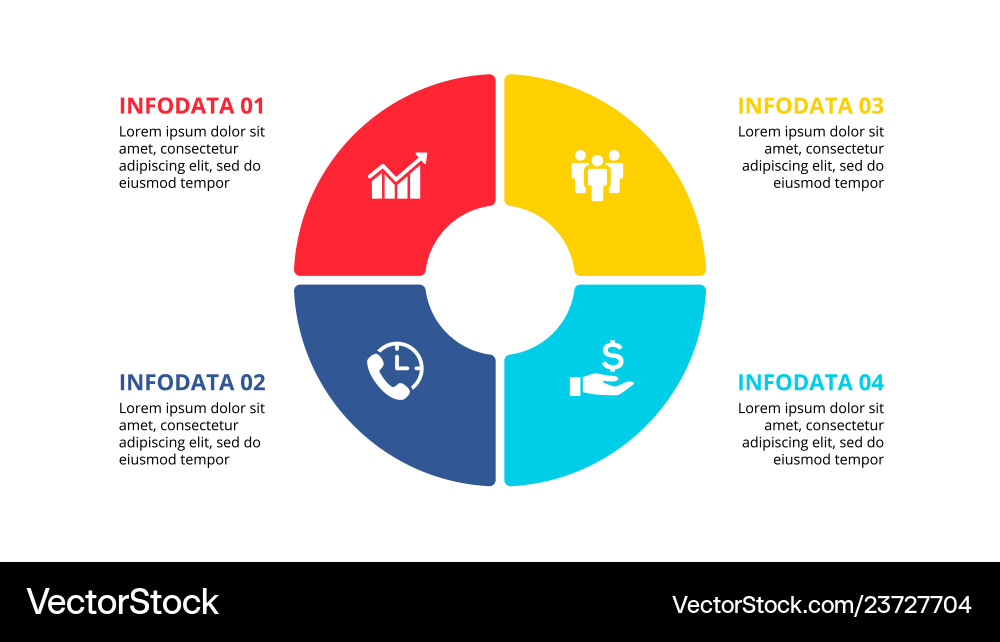 Flat circle element for infographic with 4 parts Vector Image