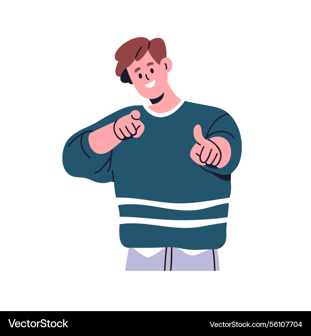 Happy smiling man pointing finger at you picking Vector Image