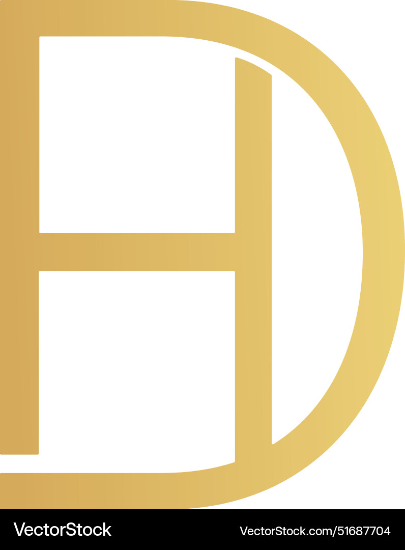 Hd logo design dh letter luxury Royalty Free Vector Image