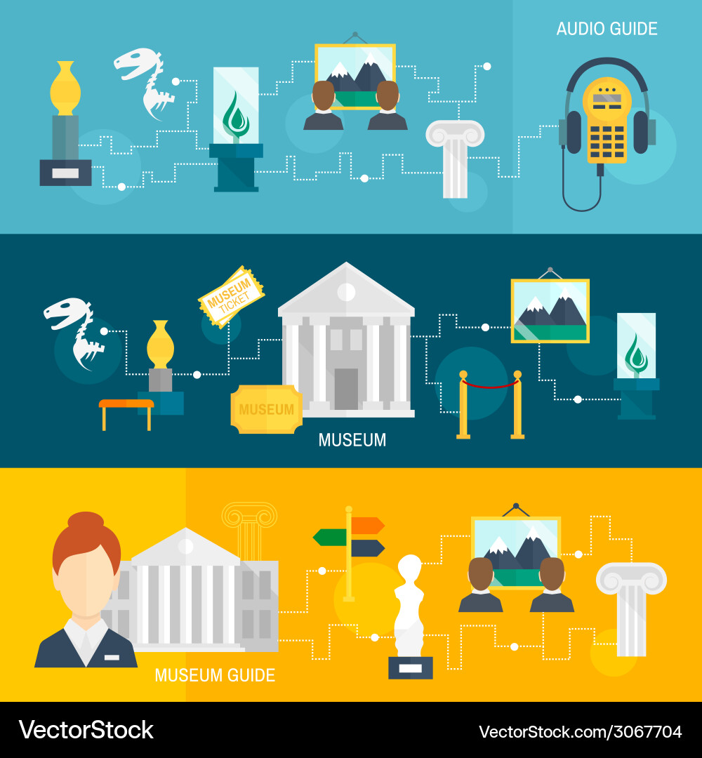 Museum icons banner Royalty Free Vector Image - VectorStock