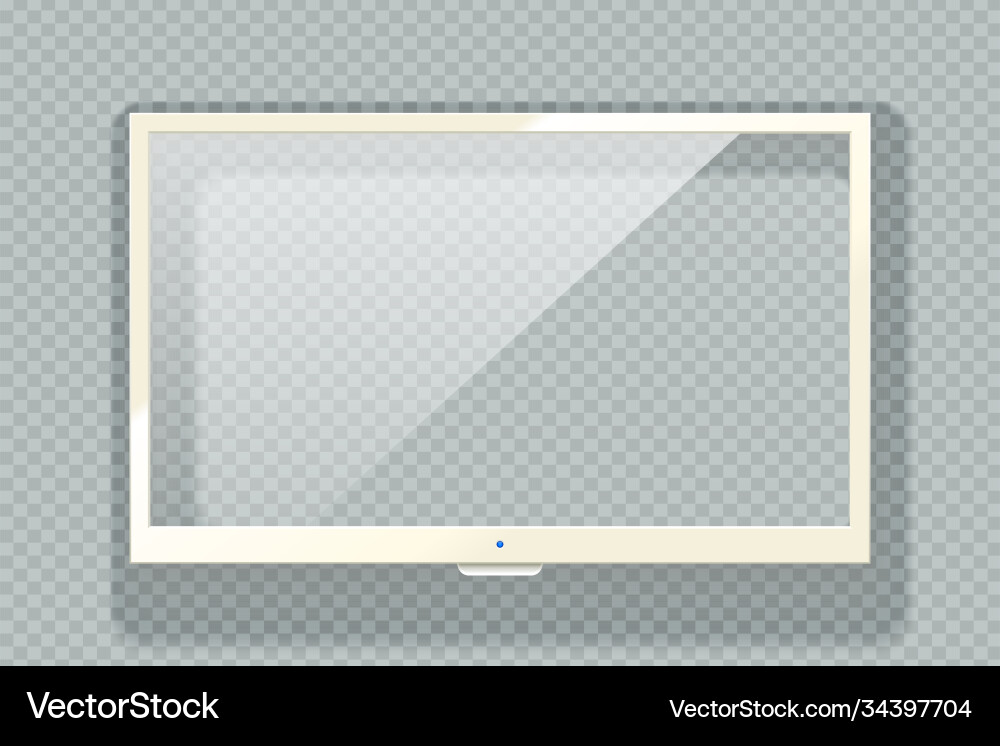 Realistic white tv led screen isolated Royalty Free Vector