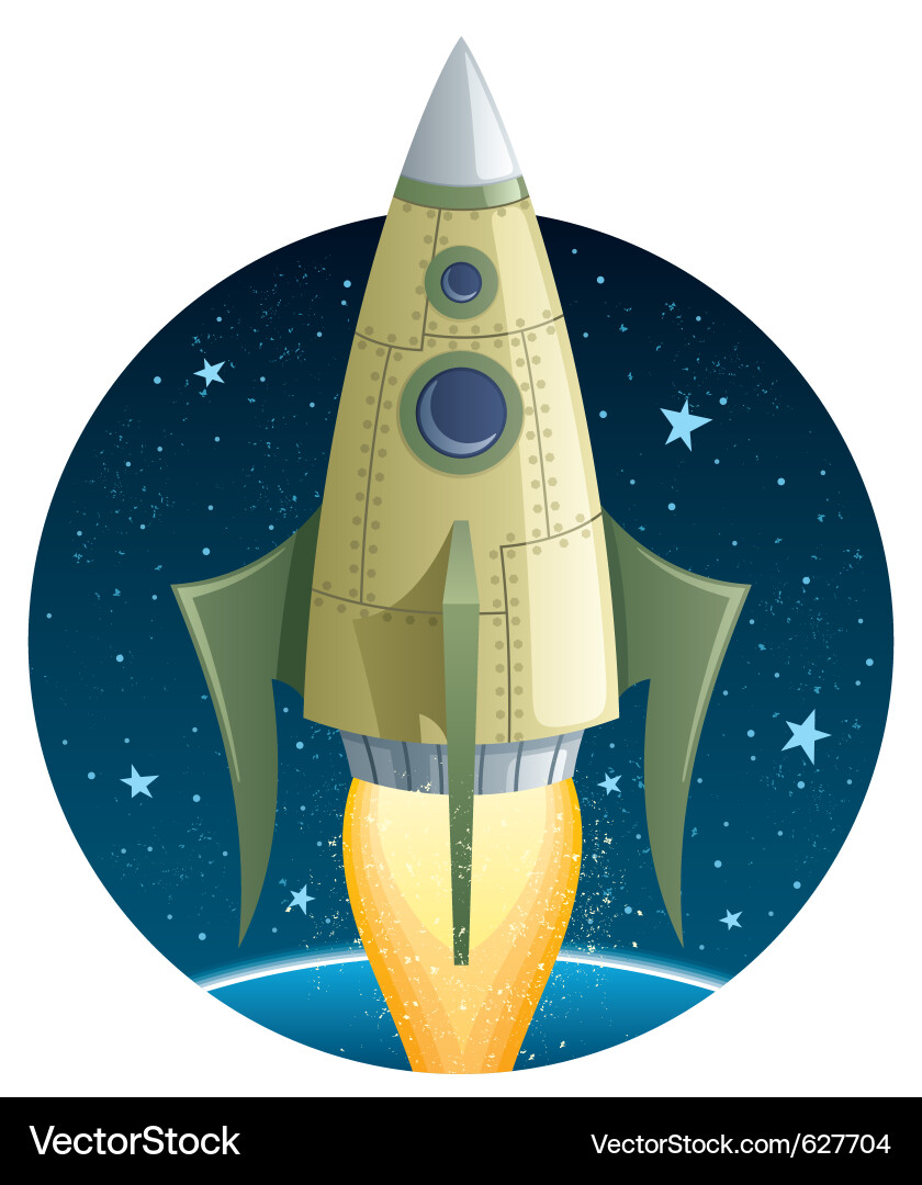 Rocket in space Royalty Free Vector Image - VectorStock