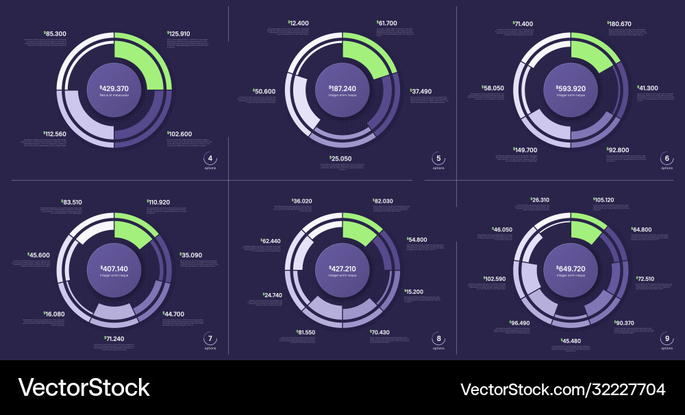 Set circle chart designs modern Royalty Free Vector Image