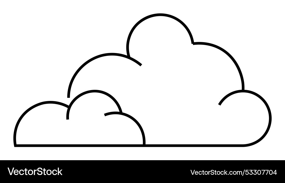 Simple black line drawing of a cloud outline on Vector Image