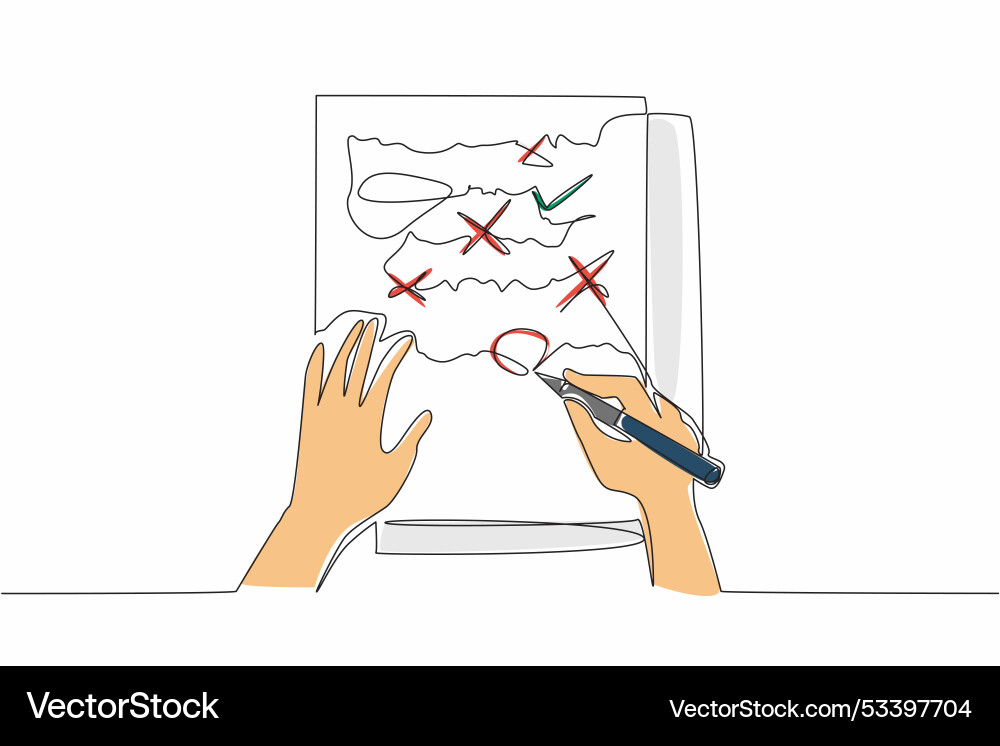 Single one line drawing hand writing on paper Vector Image