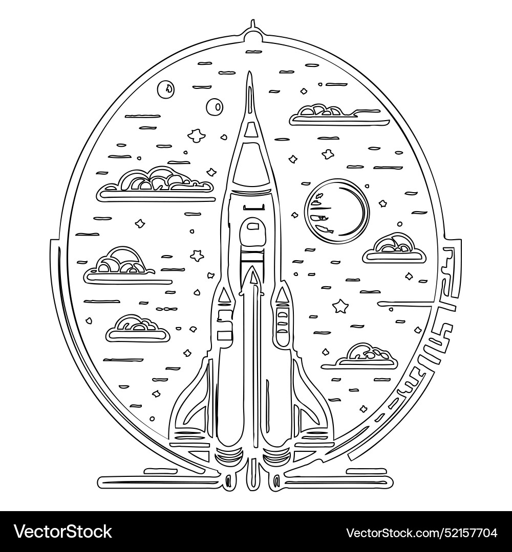 Space shuttle outline sketch Royalty Free Vector Image