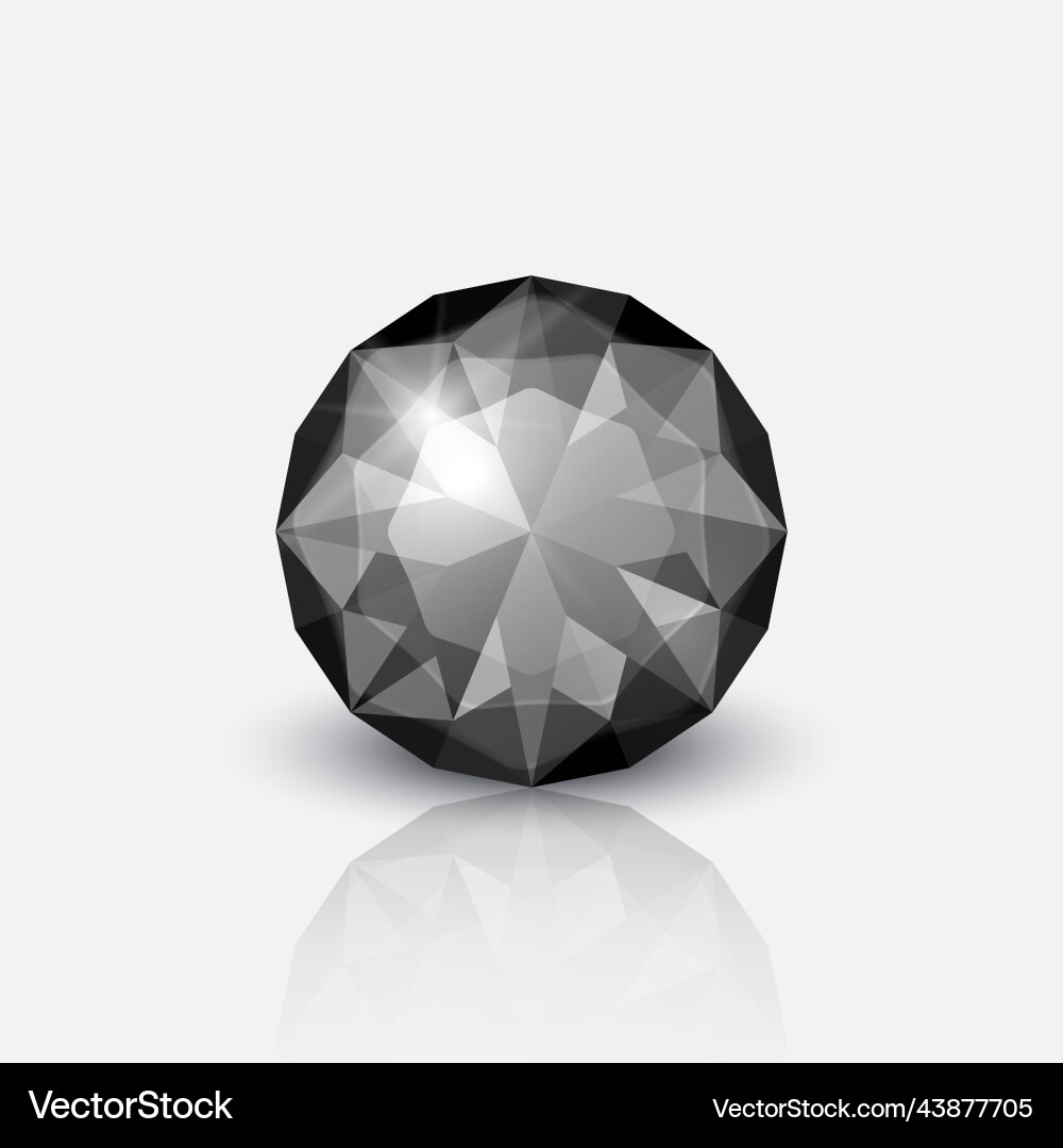 3d realistic black transparent gemstone Royalty Free Vector