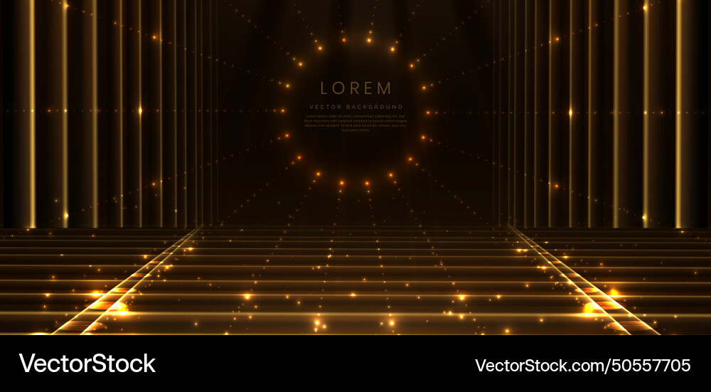 Elegant golden scene circle glowing with lighting Vector Image