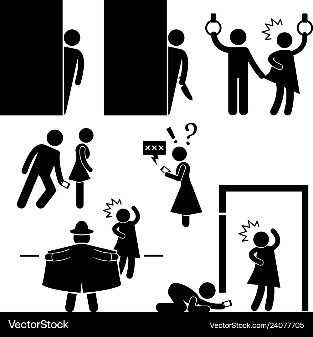 Sexual Harassment & Stalking Icons Royalty Free Vector