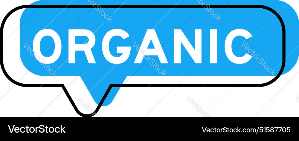 Speech banner and blue shade with word organic Vector Image