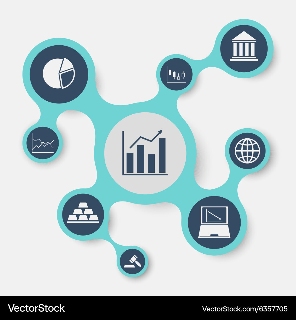 Stock market infographic template with connected Vector Image