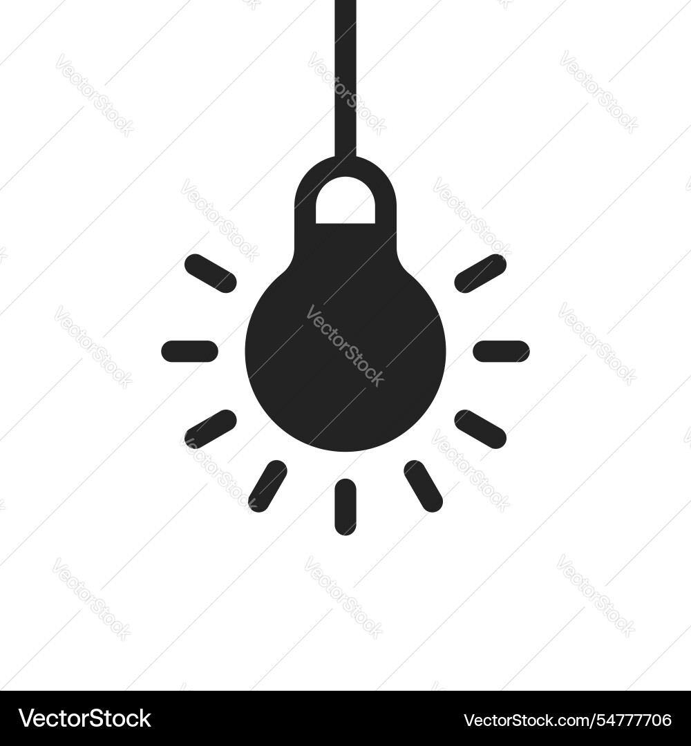 Black hanging lightbulb like easy solution icon Vector Image