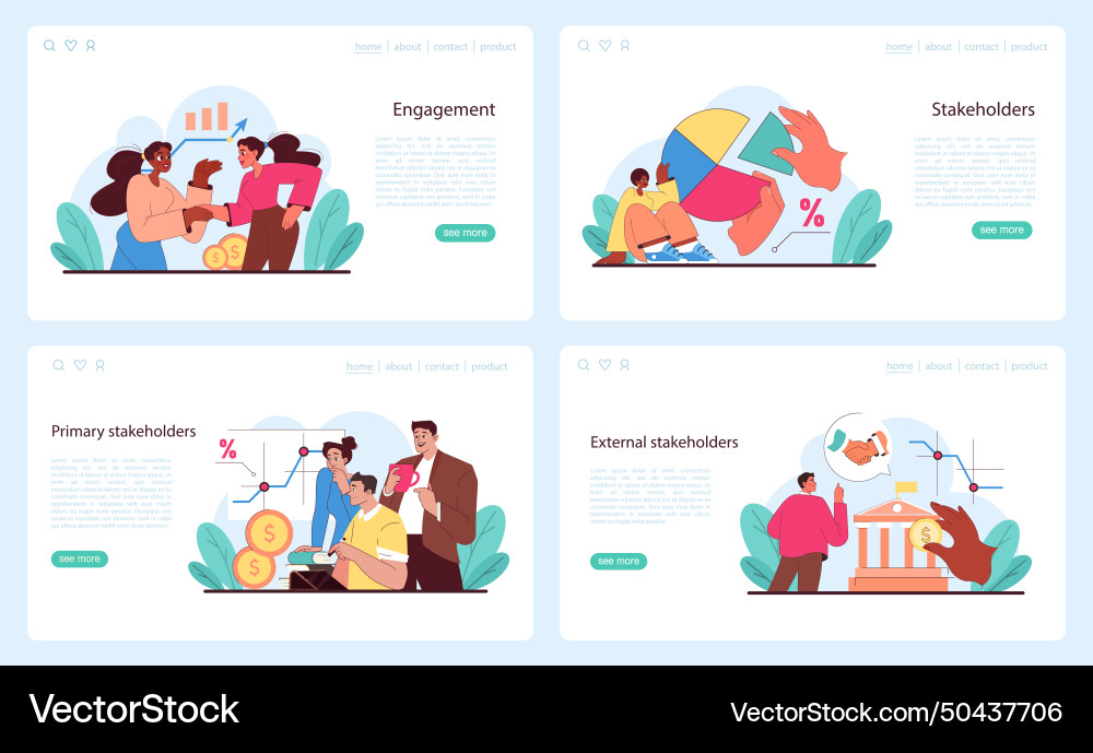 Business stakeholders set detailed depiction Vector Image