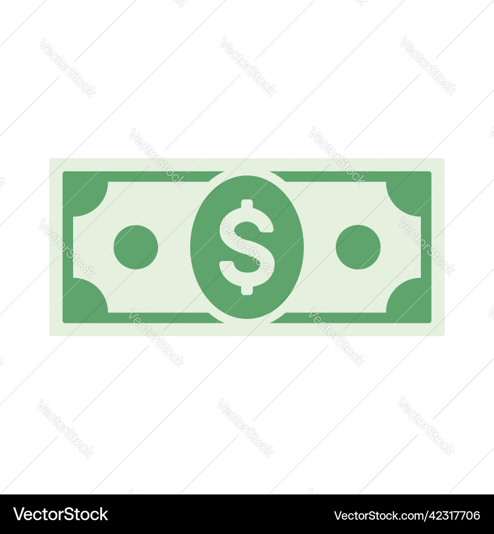 Cartoon green gray paper dollar bill Royalty Free Vector