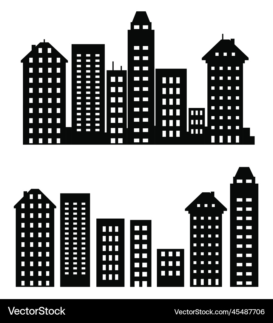 City buildings silhouette different construction Vector Image
