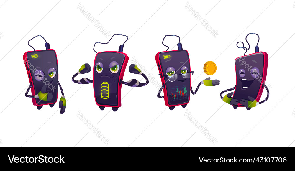 Cute smartphone character mobile phone mascot Vector Image