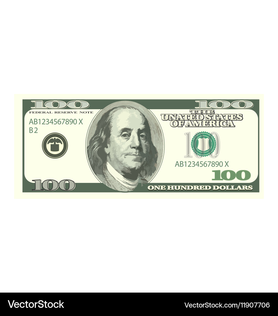 Detailed dollar banknote isolated on white Vector Image