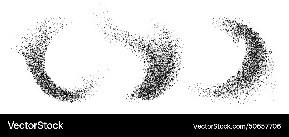 Dotwork abstract shapes black grain texture Vector Image