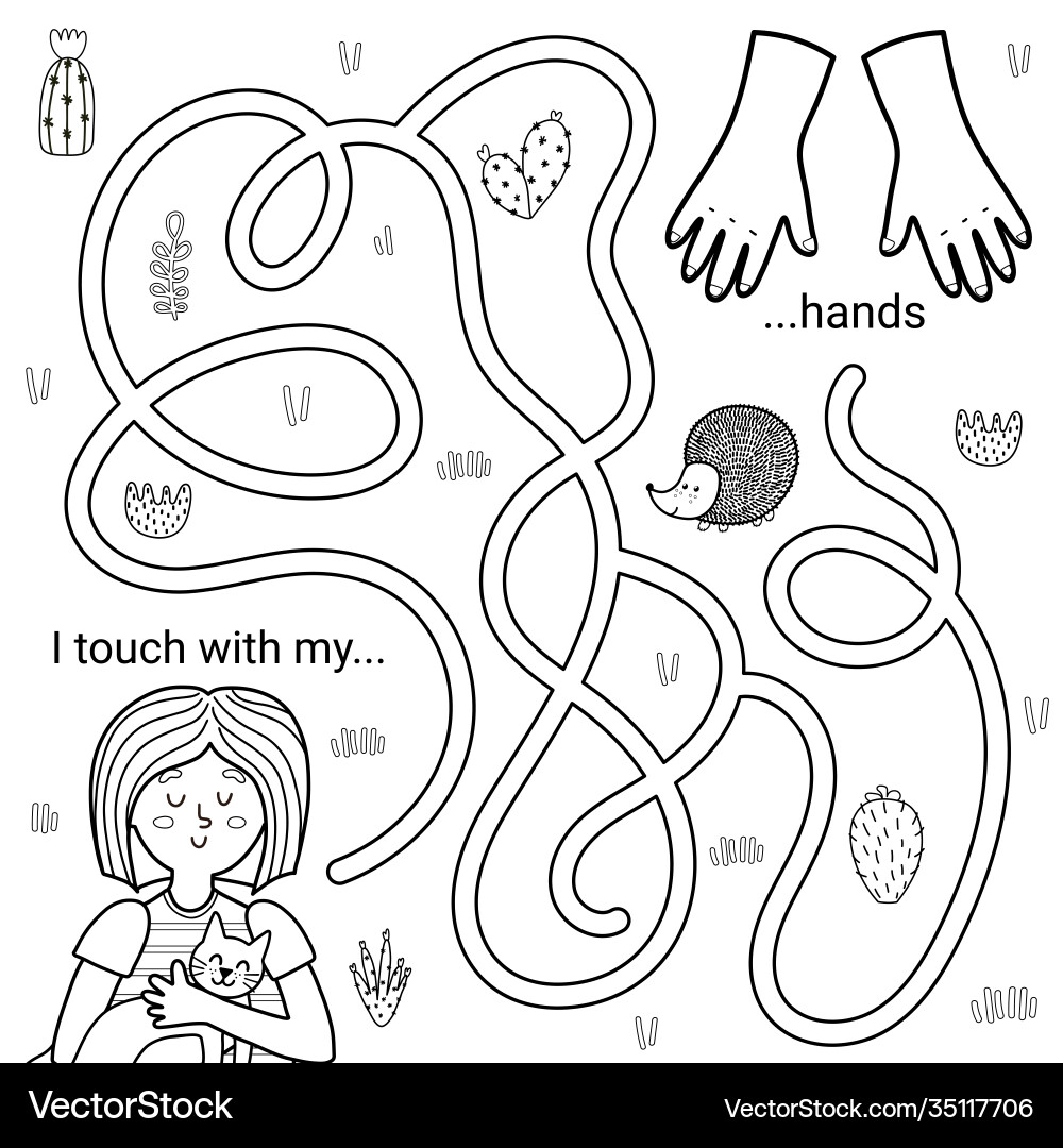 I touch with my hands black and white maze game Vector Image