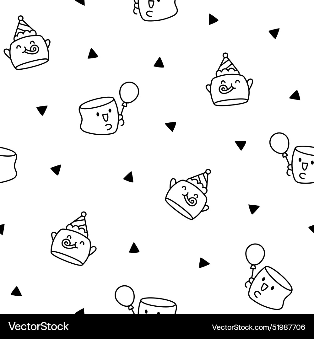 Kawaii Marshmallow Cute Face Character Seamless Vector Image