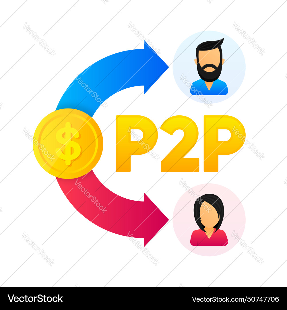 Peer to trading p2p lending cryptocurrency Vector Image