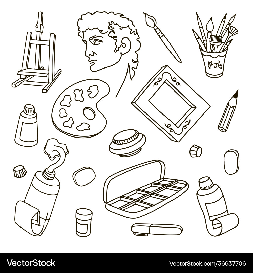 Set artist drawing art Royalty Free Vector Image