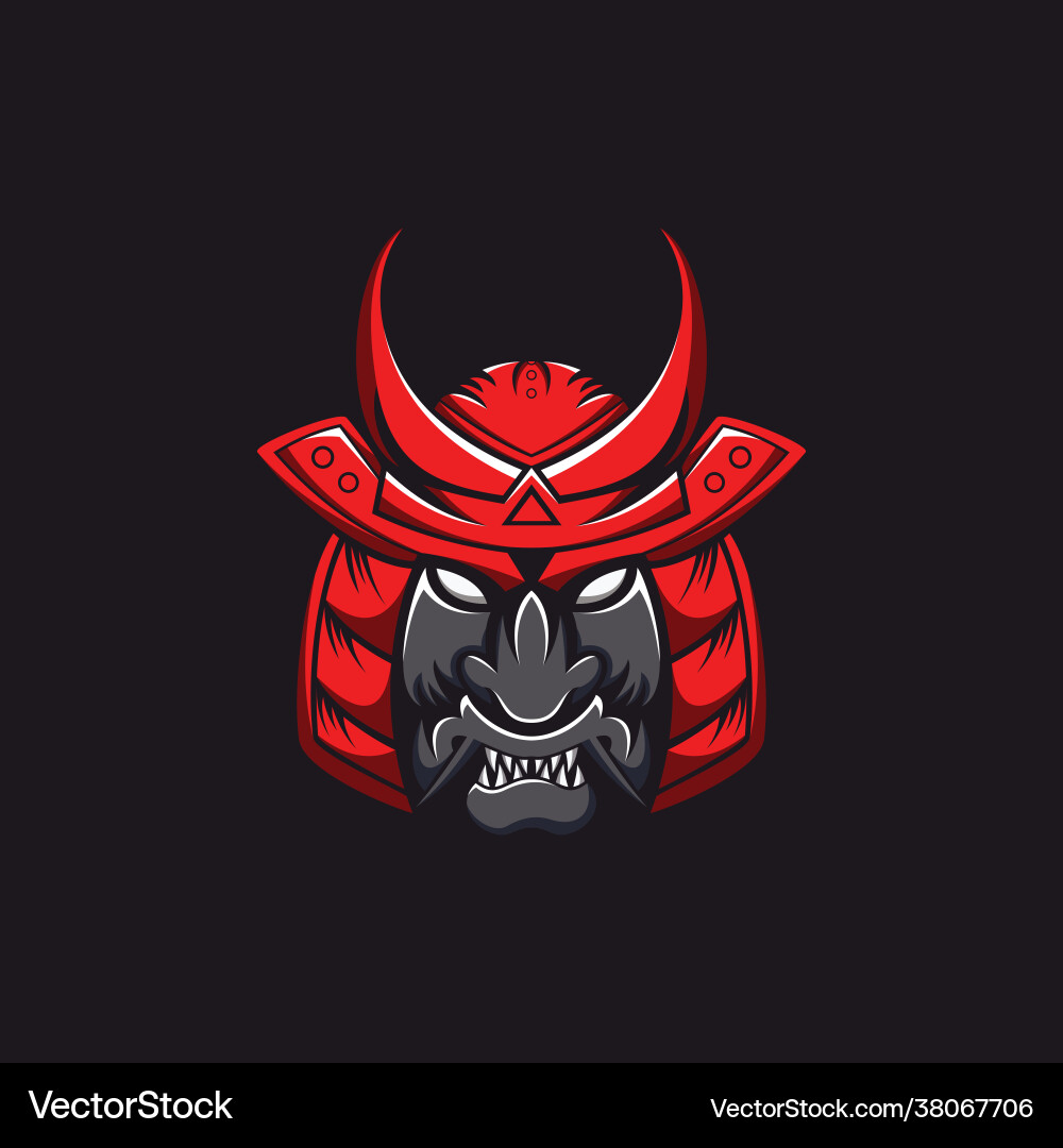 Shogun mask scary mascot logo design Royalty Free Vector