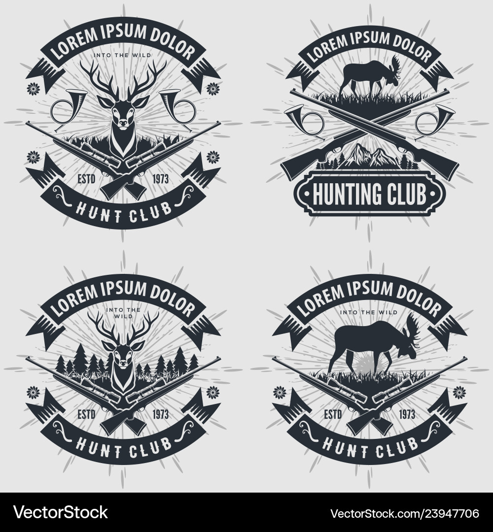 Vintage Hunt Club Logos & Labels Royalty Free Vector