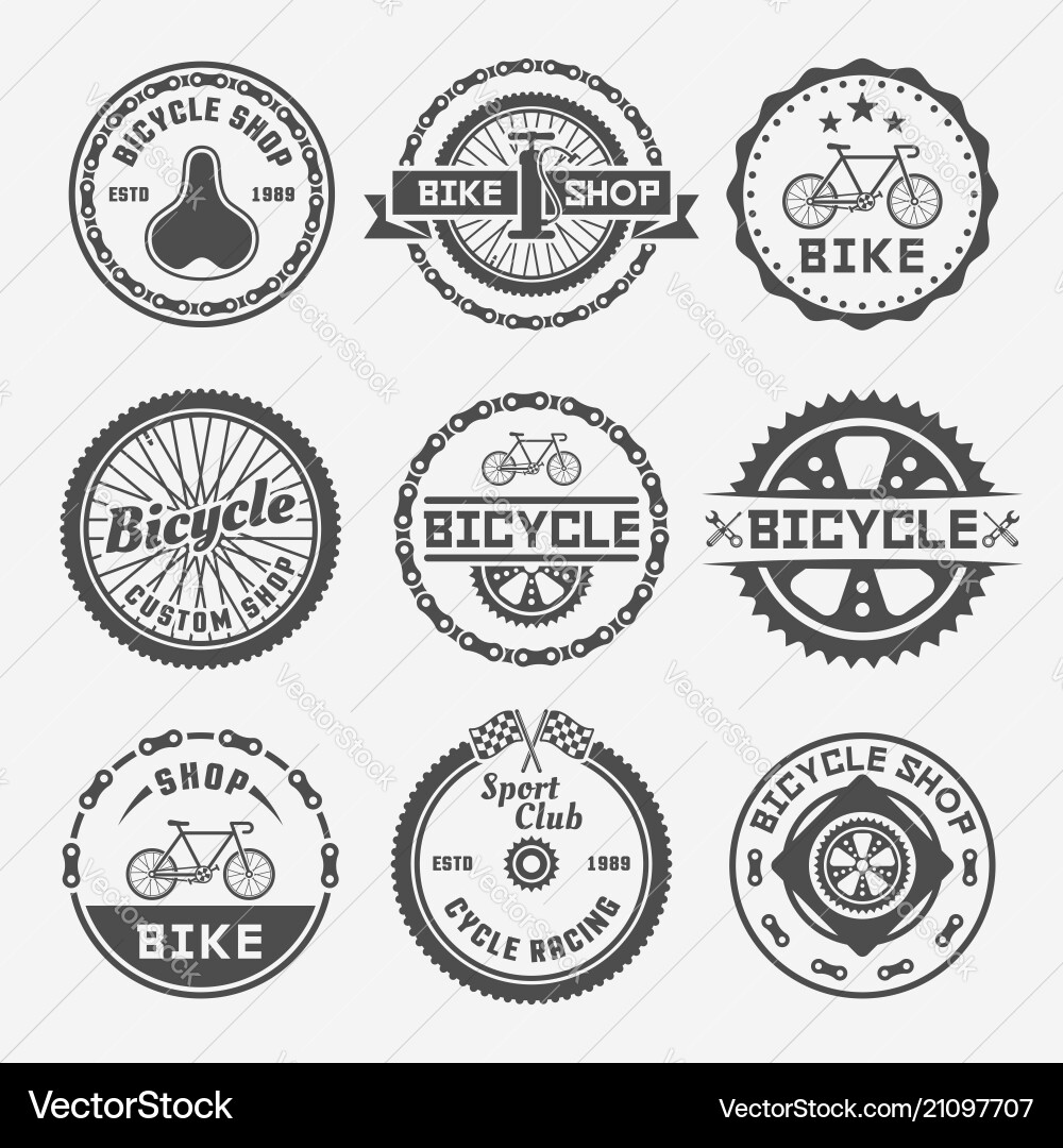 Bicycle Shop Round Badges & Labels Royalty Free Vector