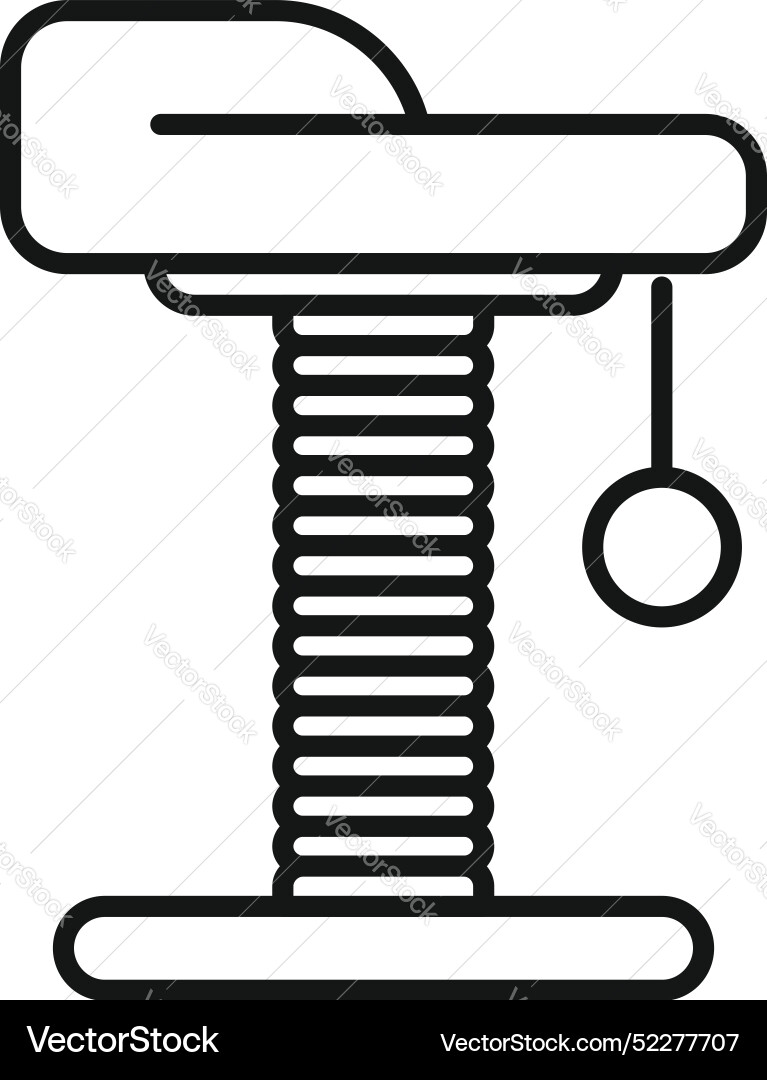 Cat scratching post icon with platform and hanging