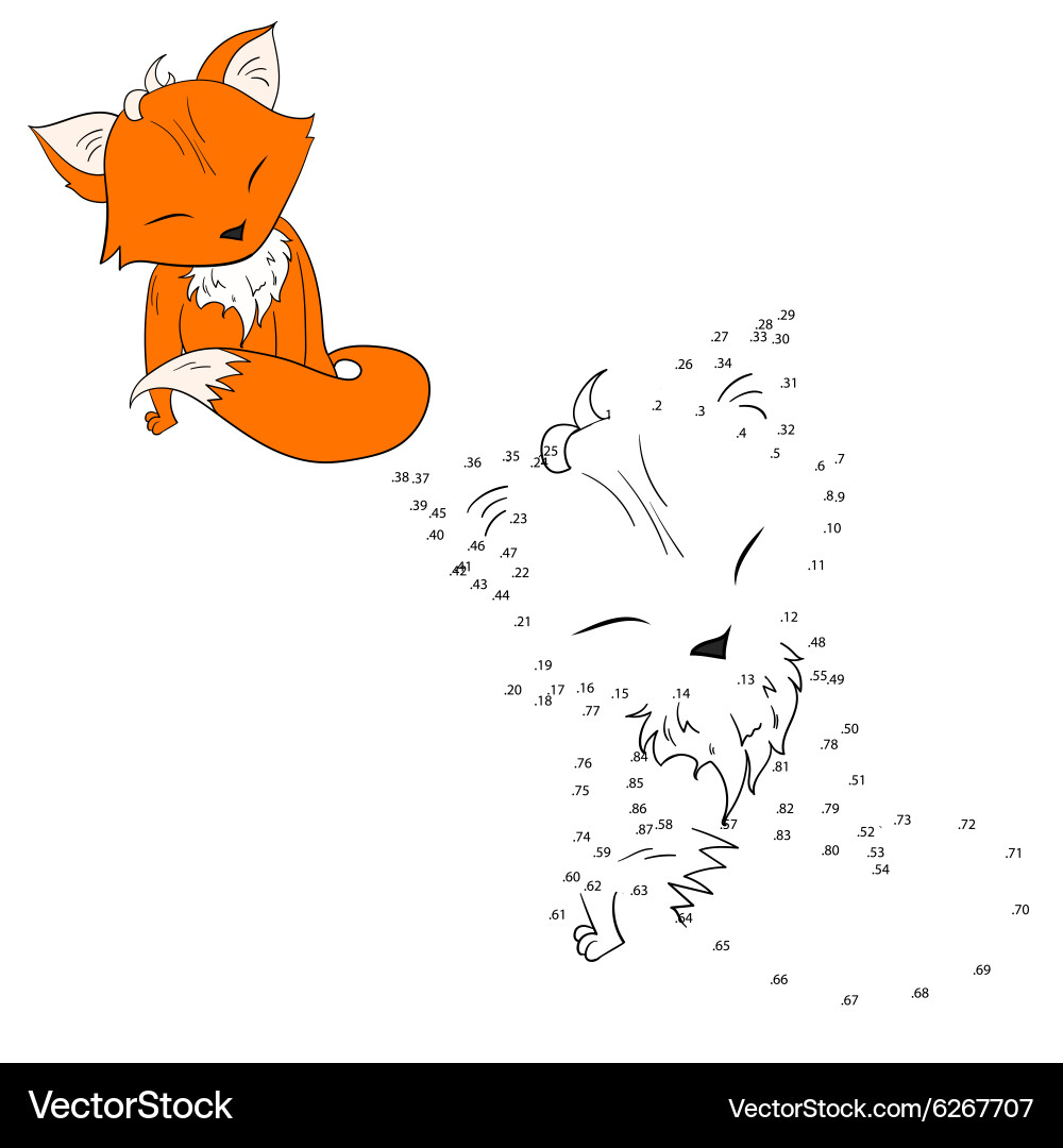 Connect the Dots Fox Puzzle Royalty Free Vector Image