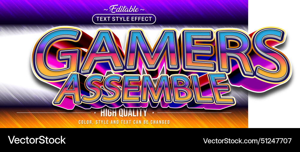 Editable text style effect - gamer assemble Vector Image