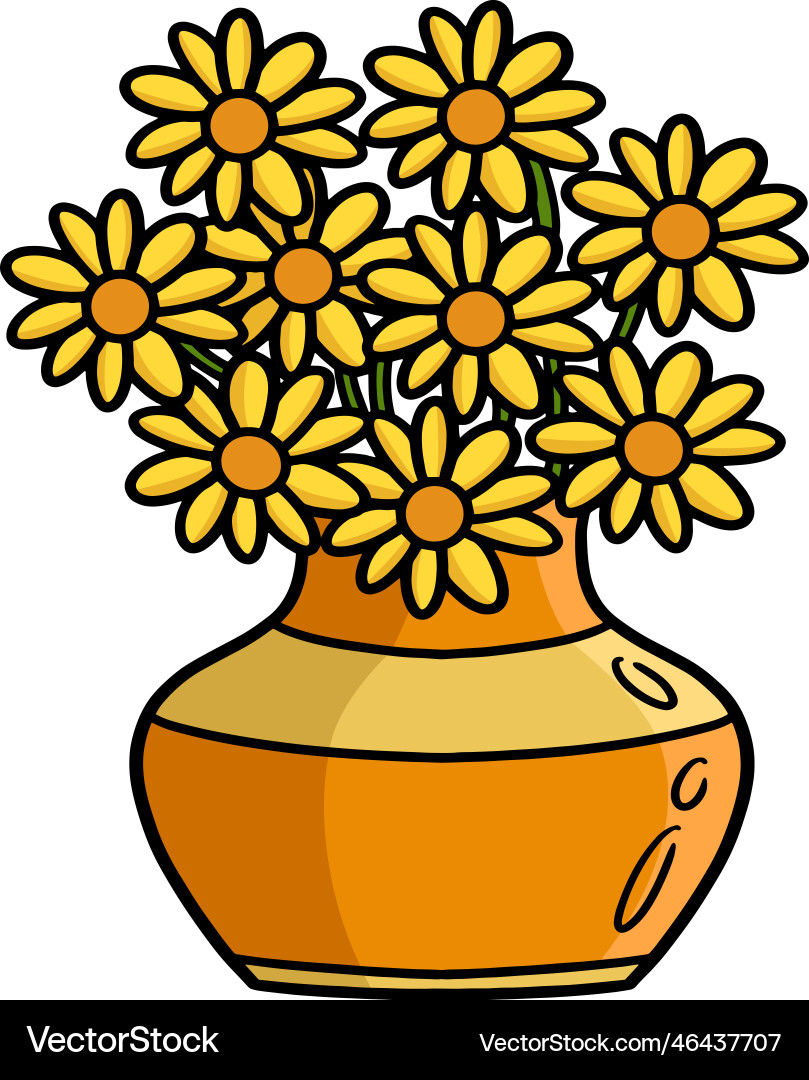 Flower vase cartoon colored clipart Royalty Free Vector