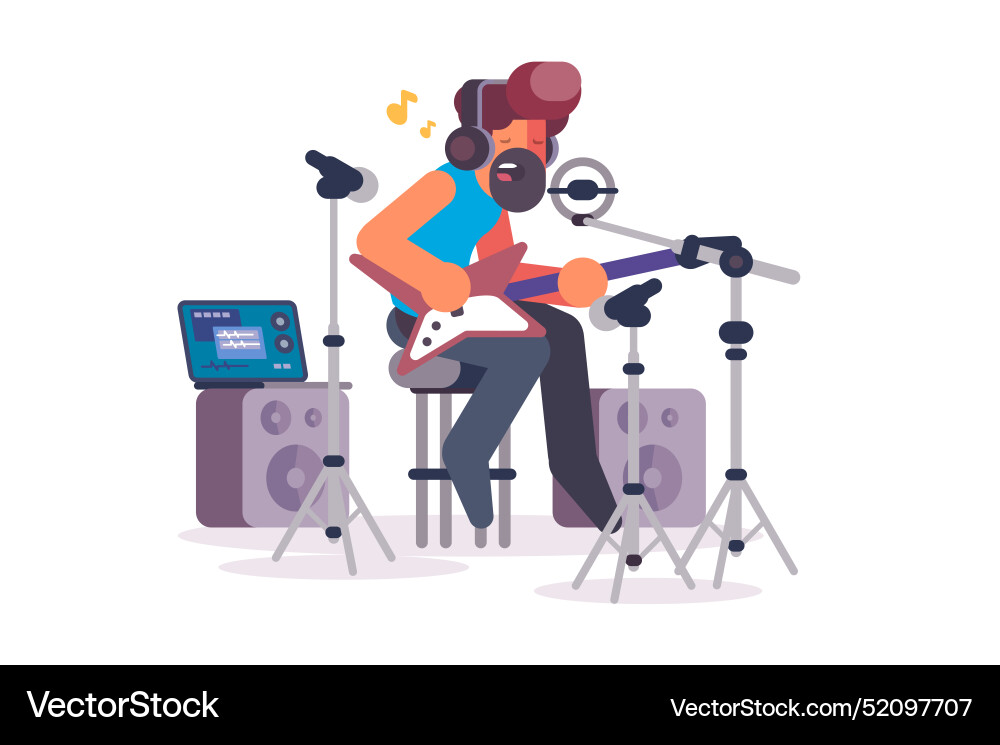 Guitarist recording studio Royalty Free Vector Image