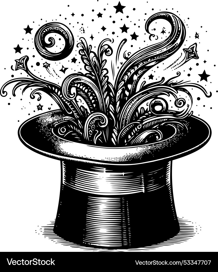 Intricately designed wizard hat with stars Vector Image