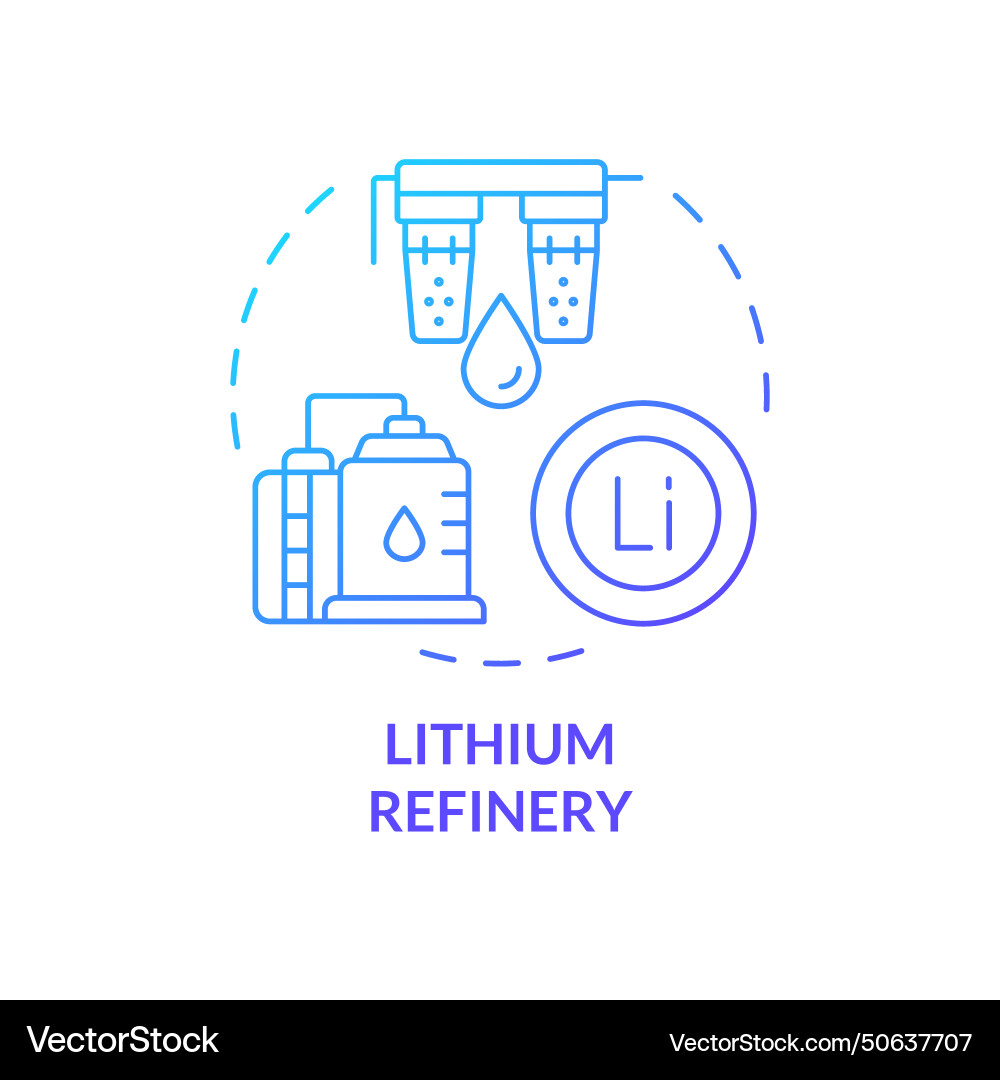 Lithium refinery blue gradient concept icon Vector Image