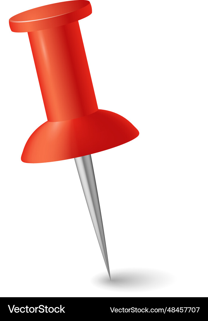 Red plastic thumb tack realistic push pin Vector Image