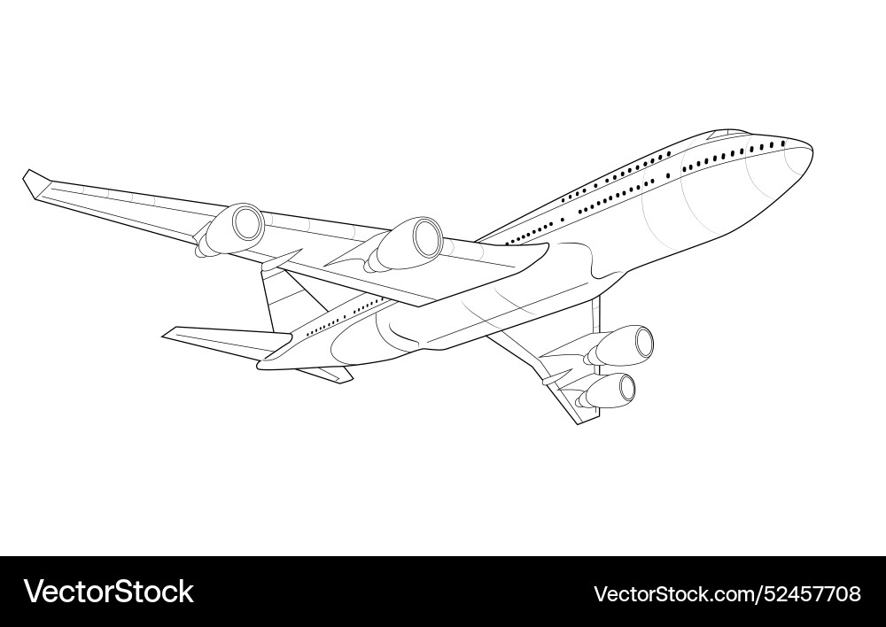 Aeroplane line art 2 Royalty Free Vector Image
