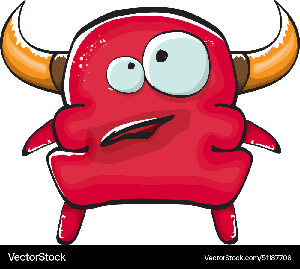 Cartoon funny red monster with mouth eyes Vector Image