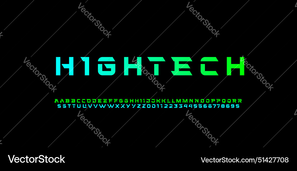 Digital modern technology bright alphabet font Vector Image