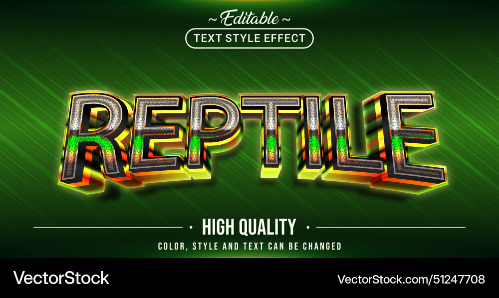 Editable text style effect - reptile Royalty Free Vector