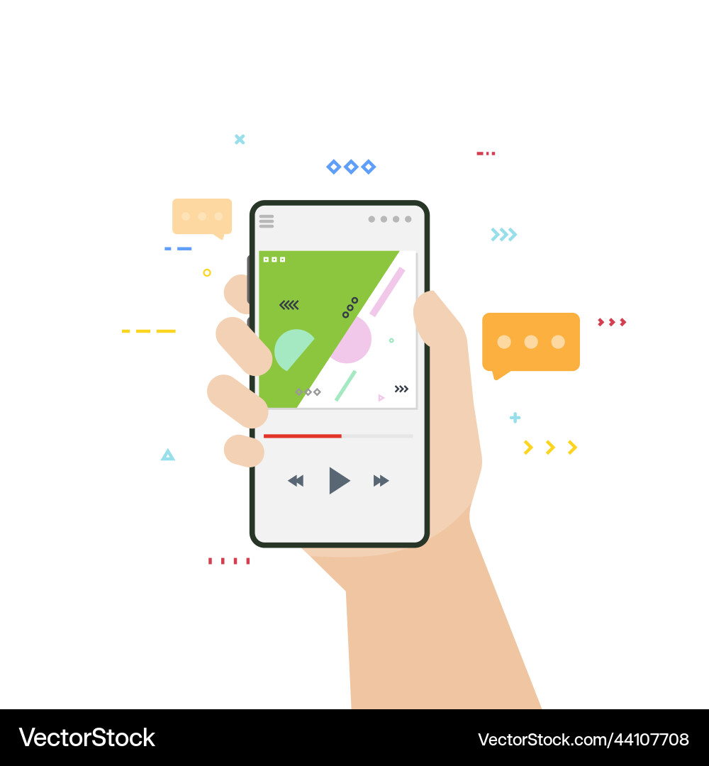 Hand and phone with audio Royalty Free Vector Image