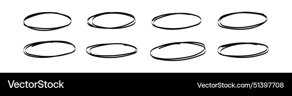 Hand drawn oval and circular shapes with pen Vector Image