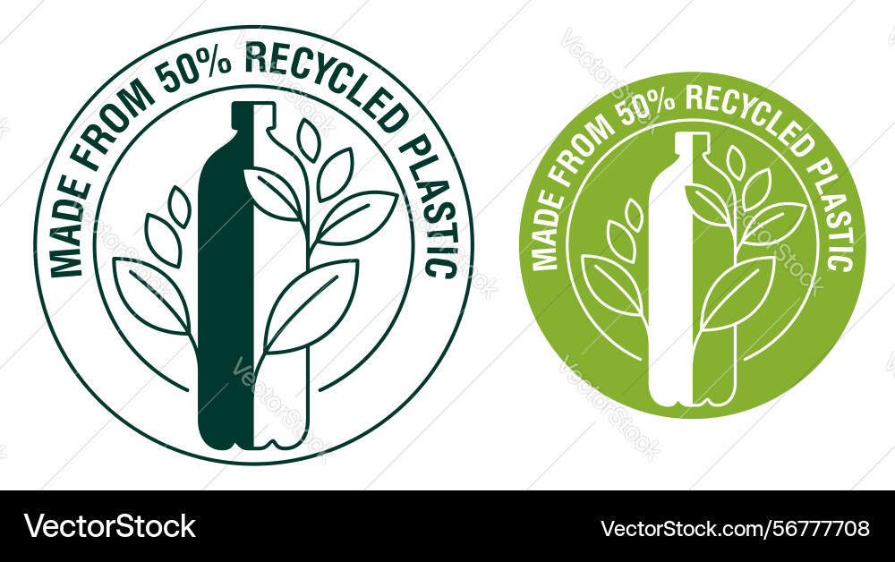 Made from half-recycled plastic - badge Royalty Free Vector