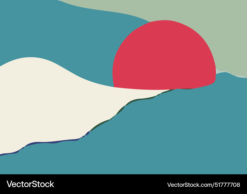 Minimalist sunset landscape Royalty Free Vector Image