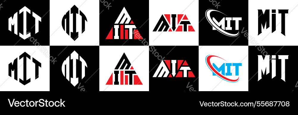 Mit letter logo design in six style polygon Vector Image